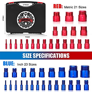 Nut and Bolt Thread Checker (Red & Blue) Nut and Bolt Size Gauge- 23 Inch & 21 Metric New Individually Assembled Thread Gauge Suitable for Detecting Fixed Bolts or Threaded Holes in Enclosed Areas