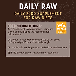Earth Animal Daily Raw Cat Food & Raw Dog Food Topper | Complete Cat & Dog Vitamins Supplement| 1 Pound