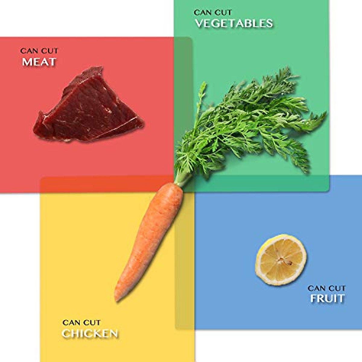 Fotouzy Plastic Cutting Boards for Kitchen, Flexible Cutting Mats Set of 7, BPA-Free, Non-Porous, Dishwasher Safe, 15x12 In, 7 Translucent Colors