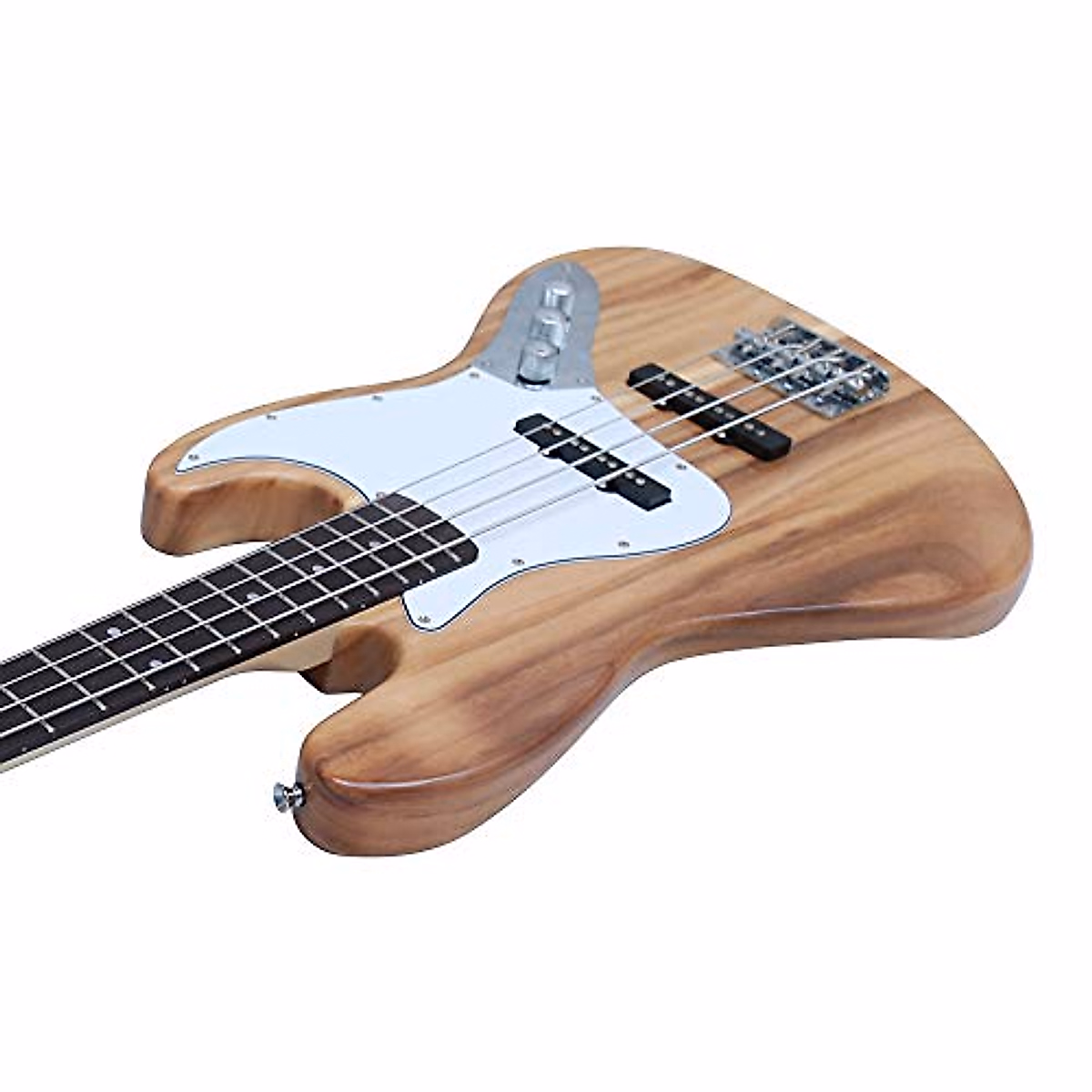 Glarry Gjazz Electric Bass Guitar 4 String Full Size for Beginner Right Hand with Shoulder Strap, Wrench Tool, Power Line and Bag (Burly Wood)