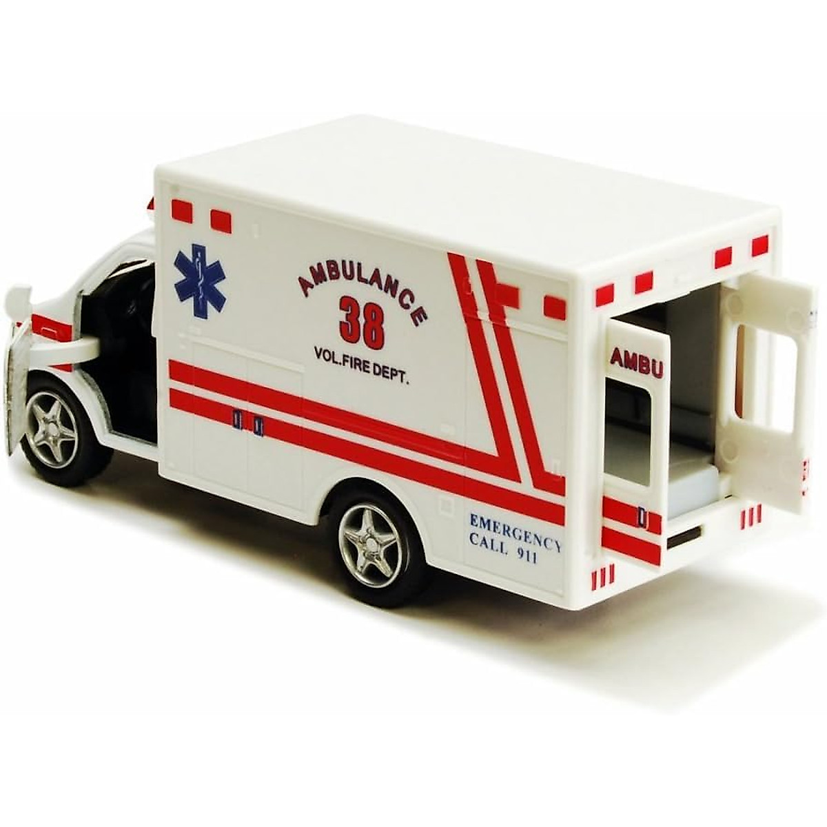 KiNSMART Rescue Team Ambulance 5" Die Cast Metal Cabin w/Pullback Action