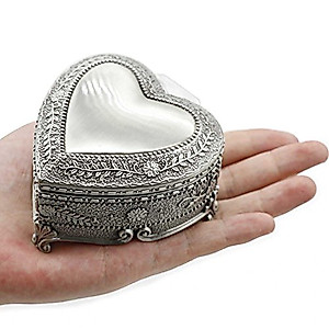 AVESON Classic Vintage Heart Shape Metal Jewelry Box Ring Trinket Storage Organizer Chest Christmas Gift