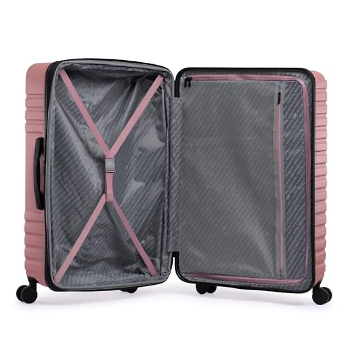 U.S. Traveler Boren Polycarbonate Hardside Rugged Travel Suitcase Luggage with 8 Spinner Wheels, Aluminum Handle, Pink, Checked-Large 30-Inch