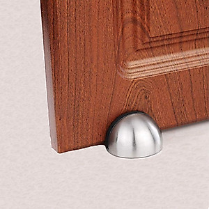 SMOOTHCLUE 2 Pack Door Stoppers, 3M Adhesive Door Holder Door Stop, Stainless Steel Door Stop for Home Hotel, Snowboard Hanger, No Need to Drill Floor Door Stop, Door Stopper Set with Rubber Bumper