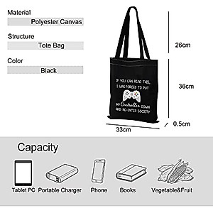 VAMSII Gamer Tote Bag Video Game Lover Gifts if You can Read This I was Forced to Put My Controller Down Bag Game Nerd Gifts (I was forced to put my Controller down)