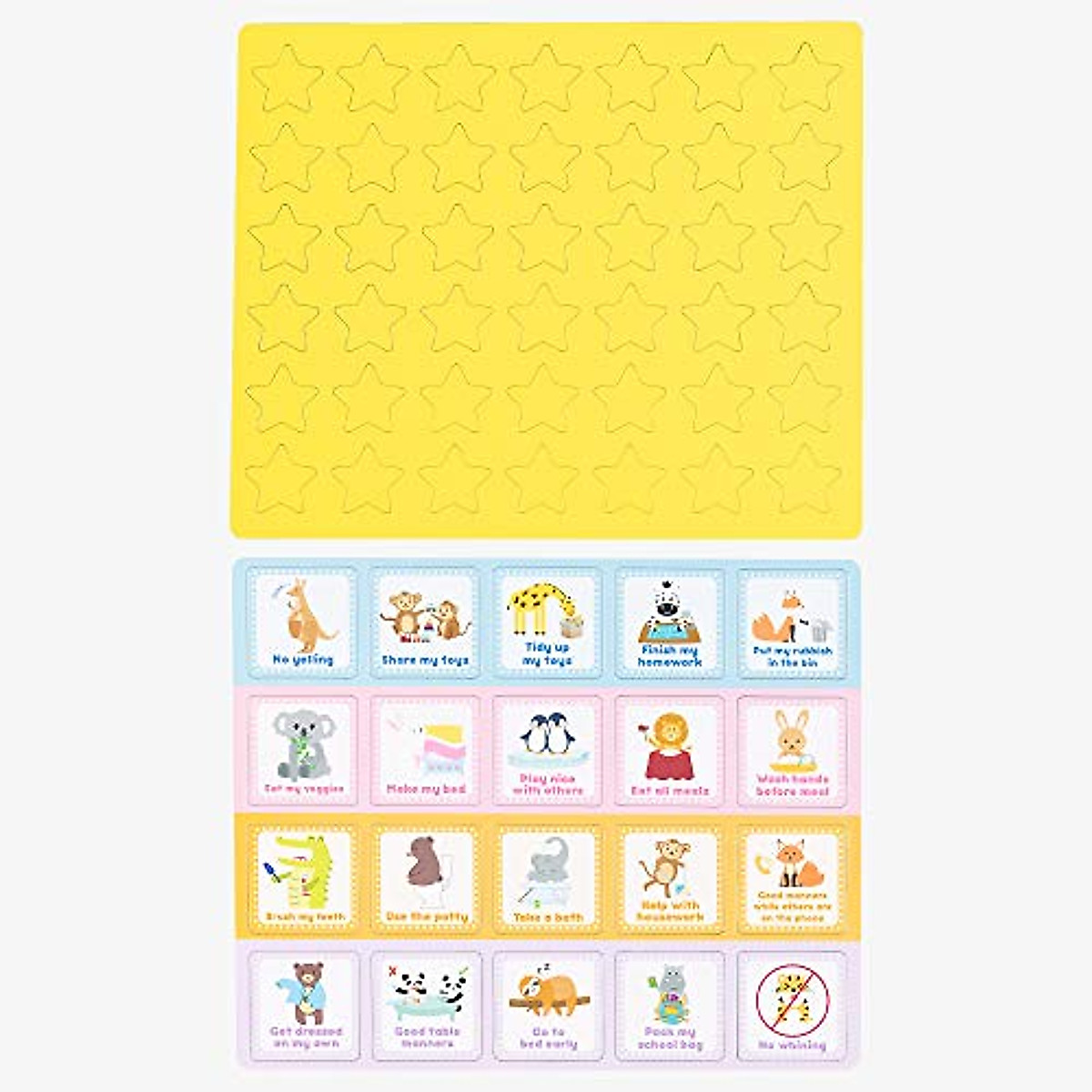 Navaris Kids Magnetic Reward Chart - Behavior Rewards Weekly Bedtime Chore Home Planner for Children - with Stars, Activity Magnets, Pen - Zoo Design