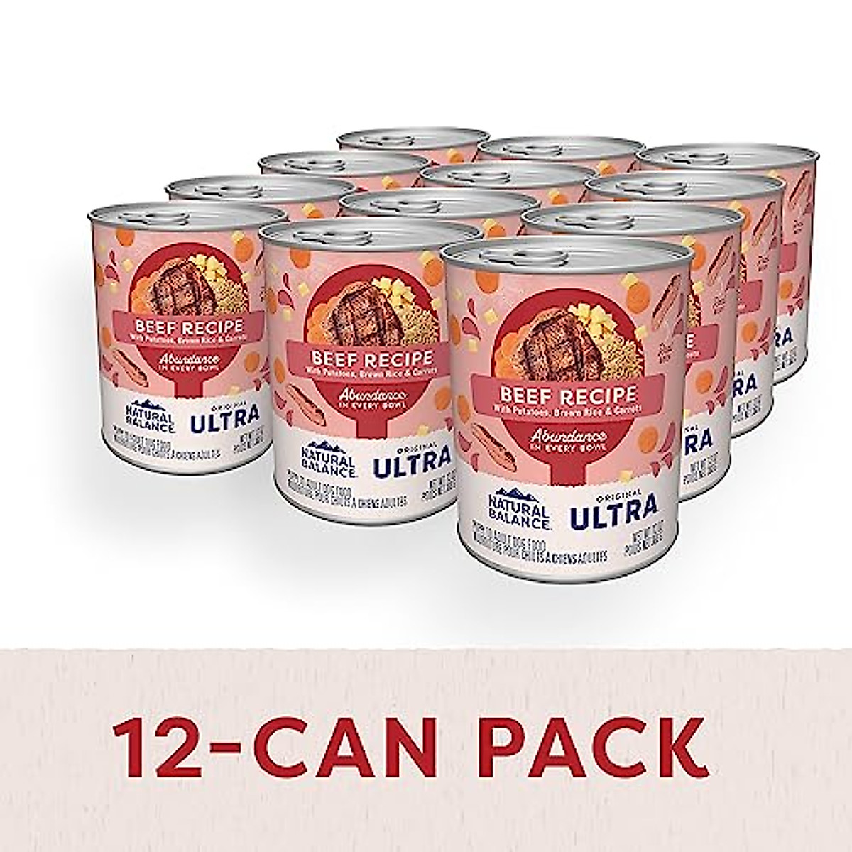 Natural Balance Ultra Premium Wet Dog Food, Beef Formula with Potatoes, Carrots & Brown Rice, 13 Ounce Can (Pack of 12)