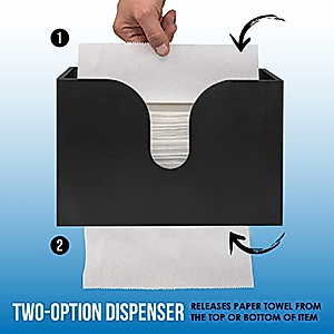 Bamboo Paper Towel Dispenser, Paper Towel Holder Wall Mount & Countertop for Kitchen and Restroom Decor - Holds Multifold Paper Towel, C Fold, Trifold Hand Tissue Napkins.