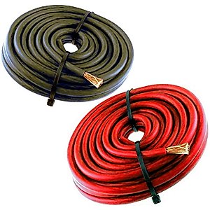 20FT 4 Gauge Primary Speaker Wire Amp Power Ground Car Audio 10' Red + 10' Black