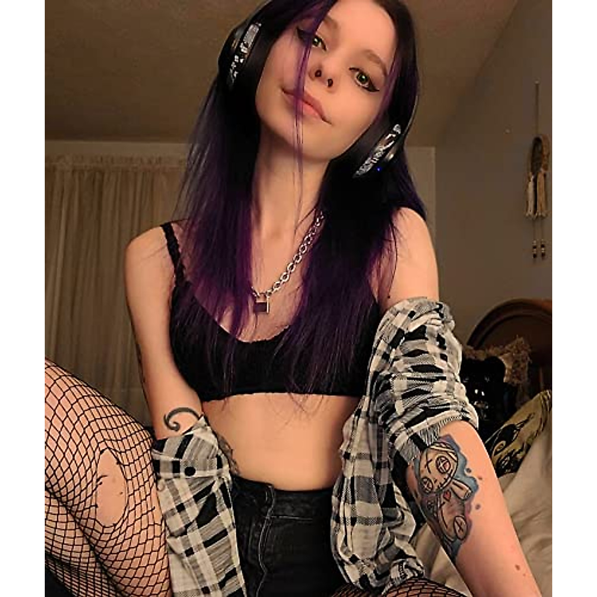 Vizliter Bluetooth Headphones, TWS Deep Bass Wireless Over-Ear Headset 5.0 with Built-in Mic LED Lights, Noise Cancelling (Snake)