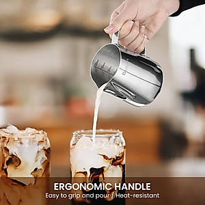 Milk Frothing Pitcher, Dailyart 12oz/350ML Milk Frother Cup 304 Stainless Steel Espresso Milk Steaming Pitcher with Art Pen, Espresso Machine Accessories Milk Pitcher for Cappuccino, Latte Art