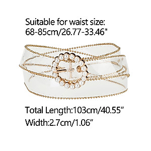 Allegra K Stylish Womens Clear Waist Belts for Dresses Transparent Belts Pin Buckle 68-85cm/26.77-33.46" Gold