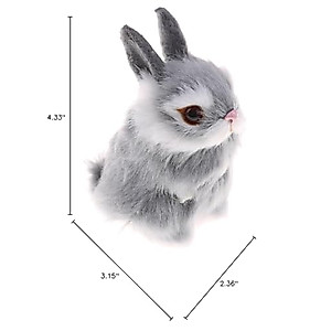 GUDVES Mini Realistic Cute Plush Rabbits Fur Lifelike Animal Easter Bunny Simulation Toy Model Gift Miniatures Decorations (Rabbit Plush Toys-B)