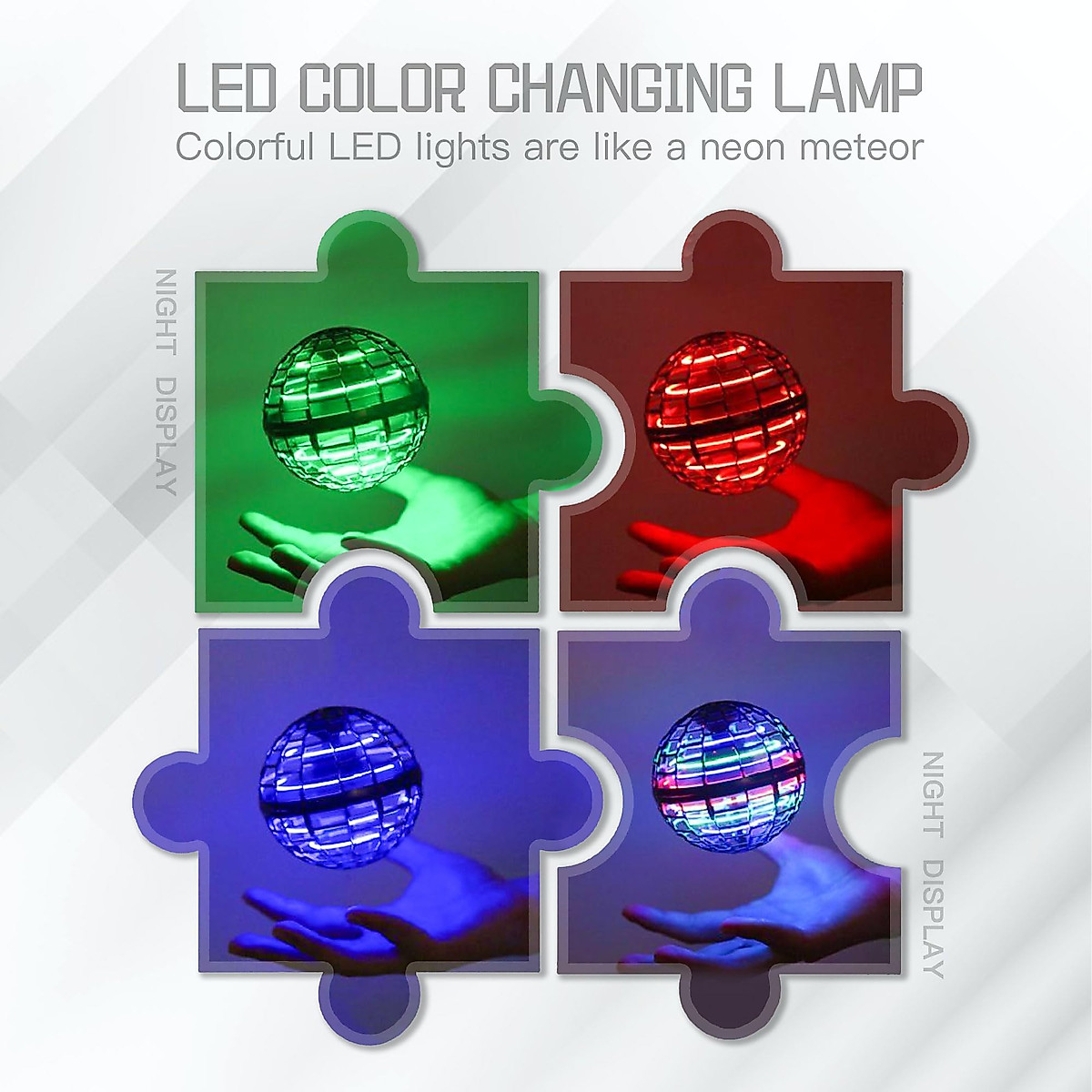 Flying Ball Toy Globe 360°Rotating Hand Controlled Flying Orb Ball Toys Magic Led Lights Controller Mini Drone Flying Toy Boomerang Fly Spinners for Kids Adults Indoor Outdoor (Purple)