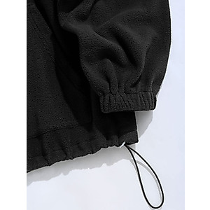 ZAFUL Men's Fluffy Polar Fleece Sweatshirt NEW YORK Embroidery Colorblock Half Zip Unisex Hoodie Black M