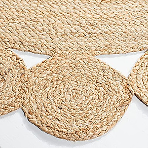 SAFAVIEH Natural Fiber Round Collection 5' Round Natural NFB308A Handmade Boho Country Charm Jute Area Rug