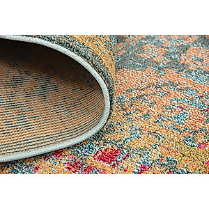 Unique Loom Medici Collection Floral Vibrant Colors Traditional Blue Area Rug (8' 0 x 11' 0)