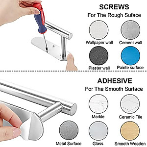 Paper Towel Holder Under Cabinet, Self Adhesive Wall Mount Paper Towel Rack, Towel Paper Bar for Kitchen, Pantry, Sink, Bathroom, SUS304 Stainless Steel 13 inch (Silver, 1)