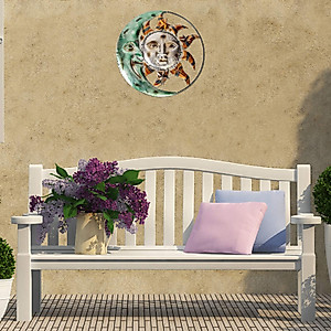 Metal Wall Art Crescent Moon Sun Stars Indoor Outdoor Garden Wall Hanging Decor 20 inches