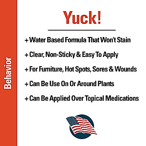 Vet Classics Pet Deterrent Spray for Dogs, Cats - Yuck! No-Chew Training Spray - 8 Fl Oz - Water-Based Formula for Chewing - Helps Stop Furniture, Surfaces, Bandages, Pet Sores Chewing