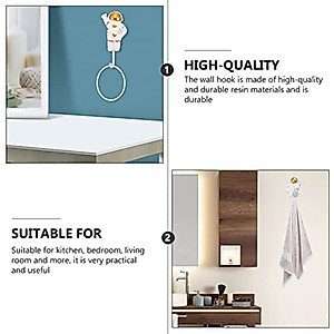 FOMIYES 4Pcs Astronaut Shape Storage Hooks Wall Mounted Coat Hooks Resin Self- Adhesive Towel Keys Hanger for Room Entryway Bathroom