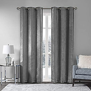 Madison Park Luxe Chenille Window Curtain Pair, 42" W x 108" L, Grey