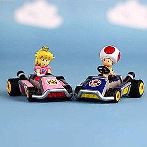 IAMPOK 8 Pcs Mario Kart Pull Back Cars Cake Topper Figures Toy Set-Kids Birthday Party Cake Decoration Supplies