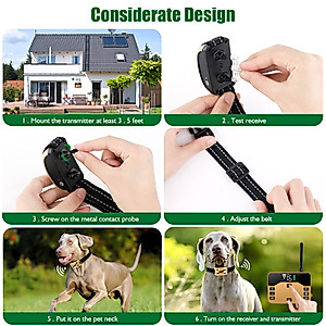 BHCEY Wireless Dog Fence, 2023 Electric Wireless Fence Training Collar with Remote 2-in-1, Pet Containment Fence System, Rechargeable Safe Dog Boundary, Adjustable collar for Small Medium Large Dogs