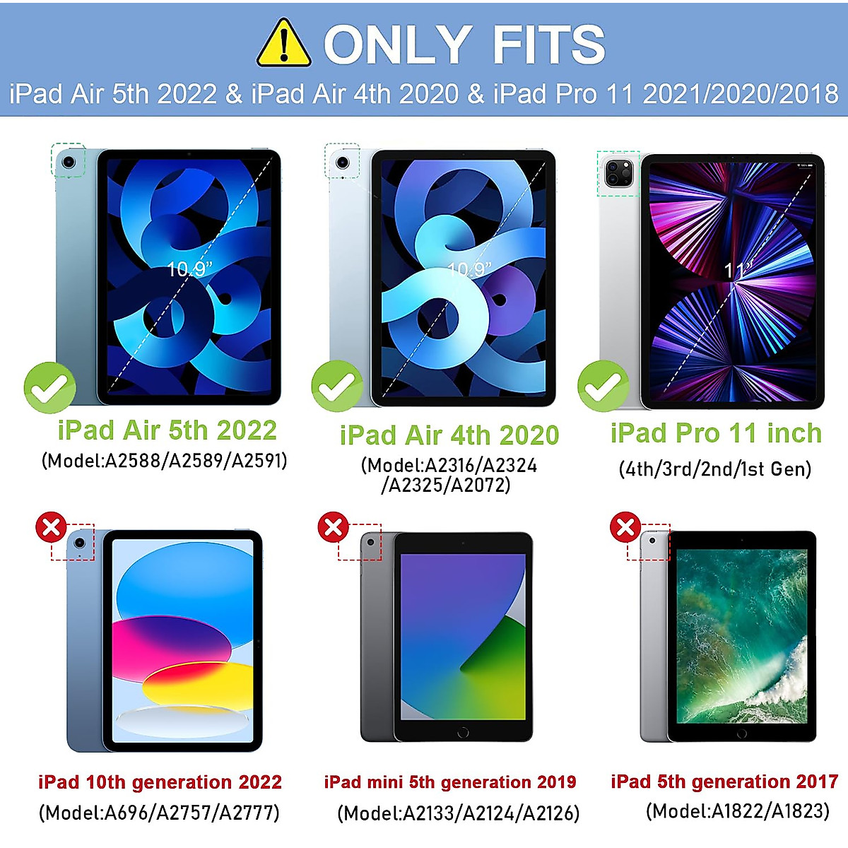 ZoneFoker for iPad Air 5th/4th Generation Case (2022/2020), iPad pro 11 inch Case (4th/3rd/2nd/1st Gen), iPad Air 10.9 case with Pencil Holder/Stand, Hard Sturdy Slim Cover for Girls, Clear Glitter