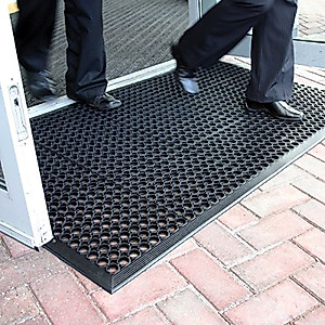 Lovinland Outdoor Rubber Drainage Mat Non-Slip Mat 60 x 35 Inch Commerical Heavy Duty Mat for Resturant Kitchen Bar Garage Garden Industral Indoor Use Black