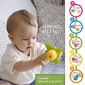 Lalaboom 28 Piece Baby Toddler Beads – Montessori Educational Shape and Color STEM Construction Toy 10 Months to 3 Years - BL230, Multicolor