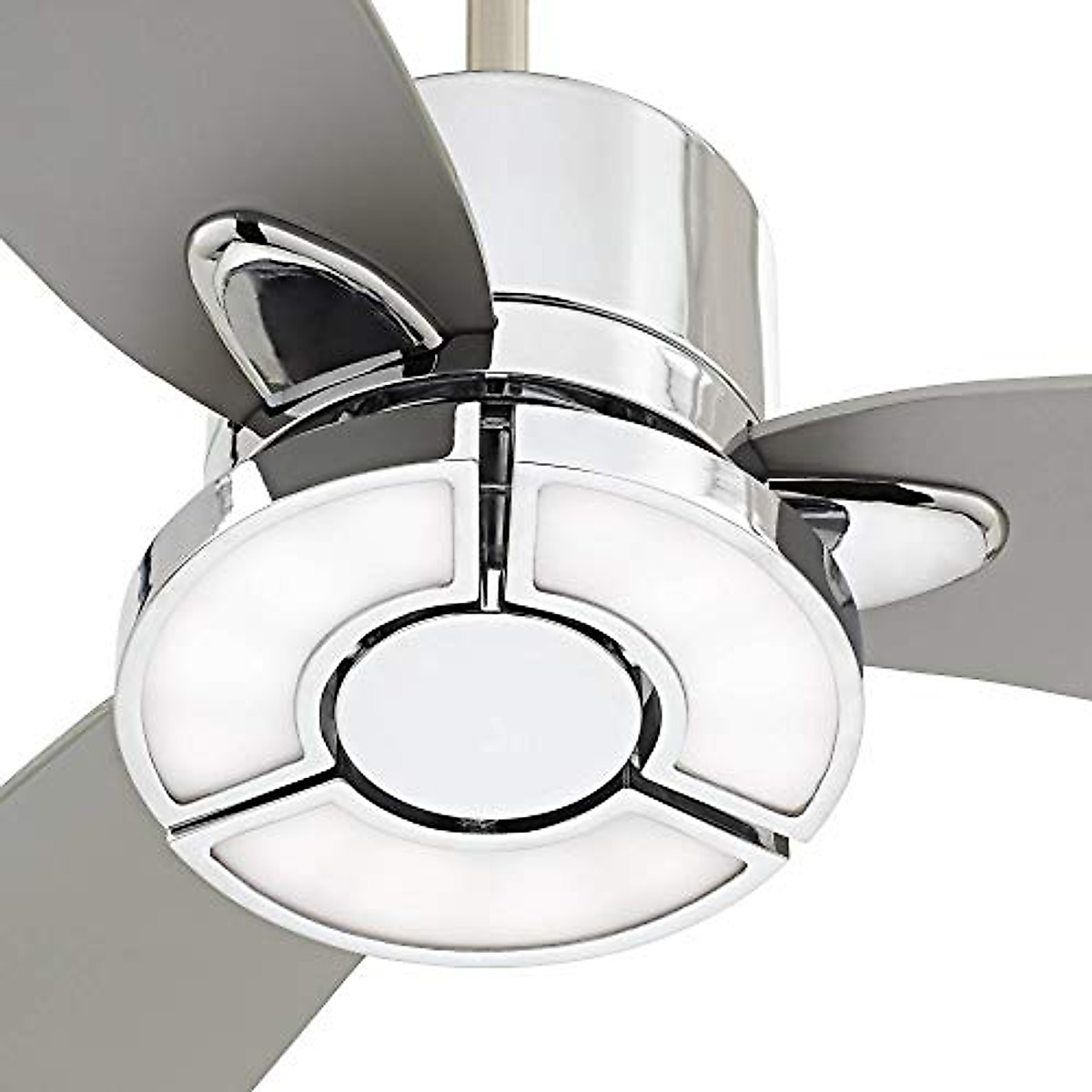 Possini Euro Design 56" Vengeance Modern 3 Blade Indoor Ceiling Fan with LED Light Remote Control Chrome Silver White Diffuser for Living Kitchen House Bedroom Family Dining Home Office Kids Room