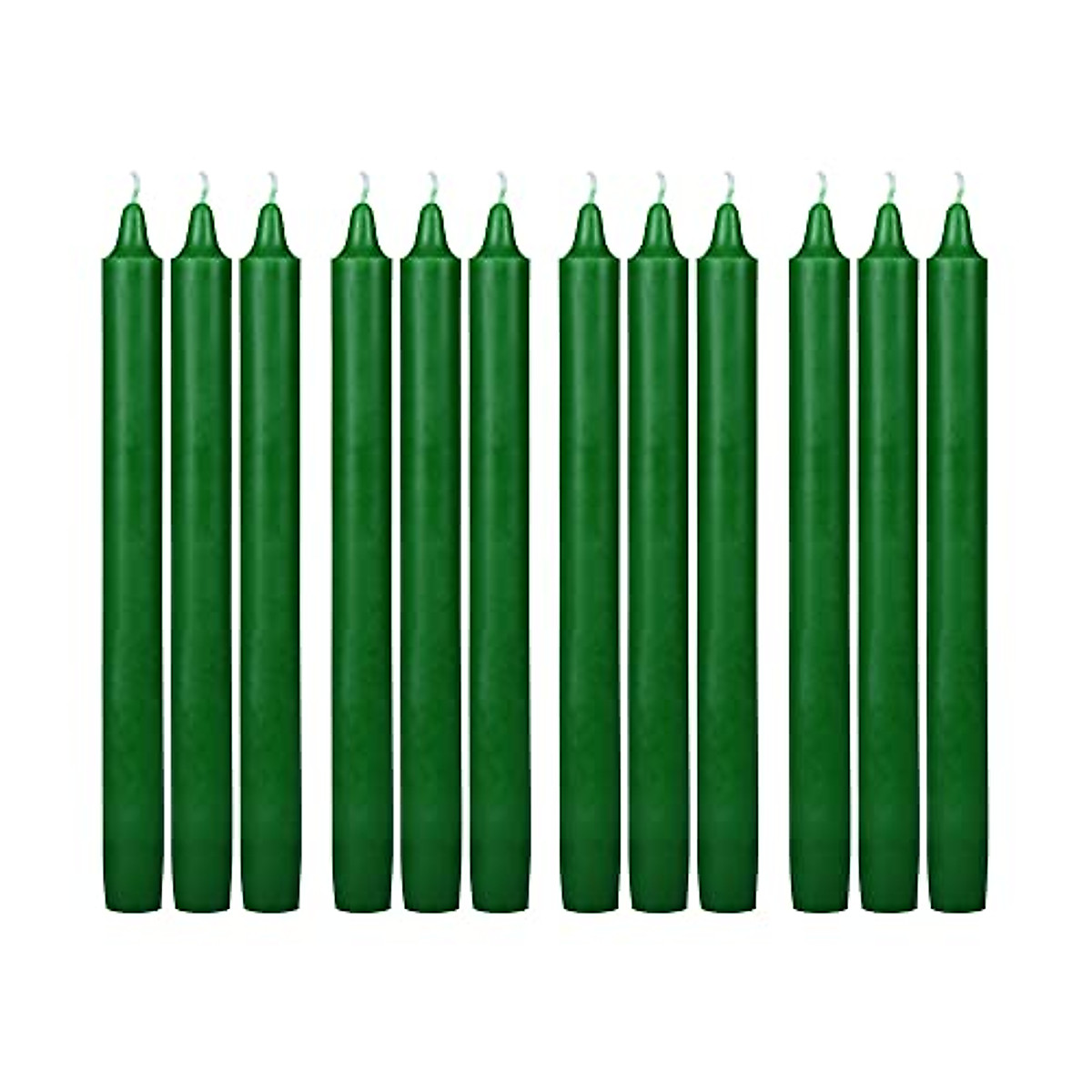 Zest Candle 12-Piece Taper Candles, 10-Inch, Hunter Green Straight