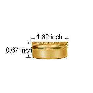 Gold 0.5 Ounce Aluminum Tin Jar Refillable Containers 15 ml Aluminum Screw Lid Round Tin Container Bottle for Cosmetic,Lip Balm, Cream, 30 Pcs