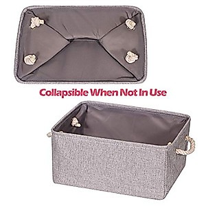 TENABORT 4 Pack Large Storage Basket Bin, Foldable Storage Cube Box Fabric Collapsible Organizer with Handles for Closet Home Office Clothes Shelf, Grey