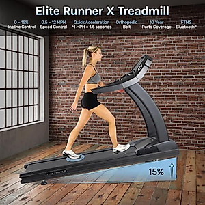 3G Cardio Elite Runner X Treadmill - Commercial Grade - FreeSync FTMS Bluetooth Connectivity - 4.0 HP - Large Ortho Flex Shock Suspension System Deck - Marathon Training - 400 lb Capacity