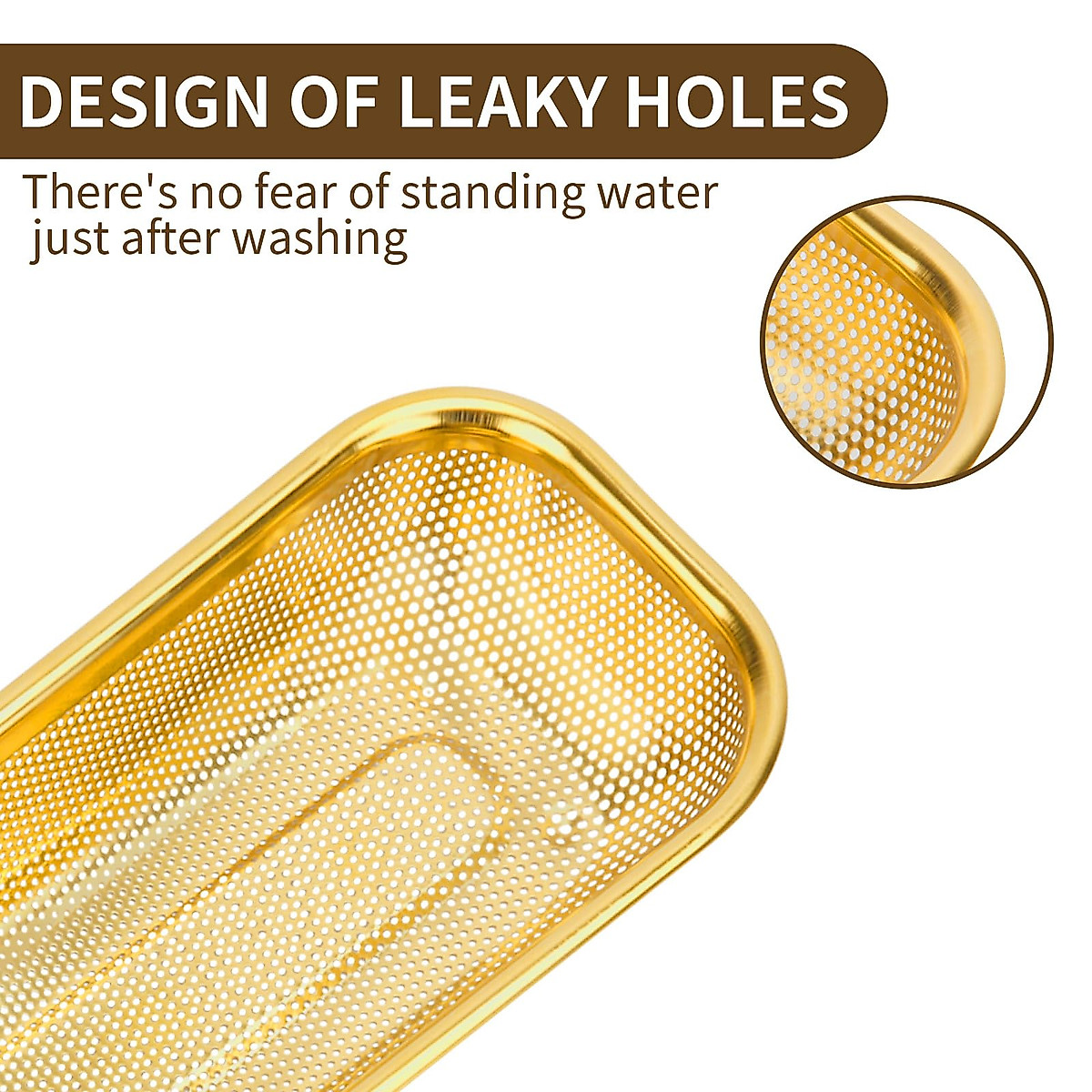 Snailhouse Silverware Organizer, 2 Pack Stainless Steel Utensil Cutlery Flatware Spoon Tray Organizer Holder Storage Box Case Divider for Kitchen Drawer, Gold