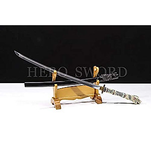 Spring Steel Blade Dragon Head Katana Handmade Full Tang Japanese Samurai Sword Real Battle Knives Very Sharp Highlander Sword