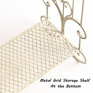 Free Standing Towel Rack for Bathroom 3 Tier Metal Towel Rack Stand with Shelf Floor Towel Rack Towel Rack Freestanding for Bath Towels, Hand Towels, Washcloths, Modern Retro White