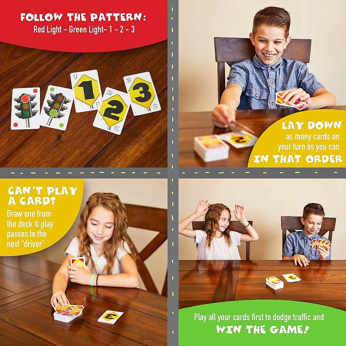 Red Light, Green Light, 1-2-3 - Card Game for Ages 5 and Up