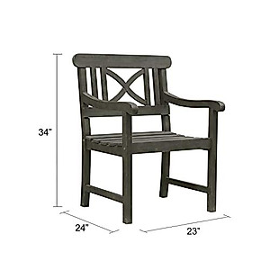 Vifah V1298 Renaissance Outdoor Hand-Scraped Hardwood Armchair