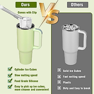 AKIKI Ice Cube Tray for Tumbler Cup, Silicone Ice Cube Molds With Lid and Clip for Freezer, Chilling Cocktails, Whiskey, Juice, Ice Drinks, Coffee,Compatible with 30-40Oz Tumbler (Citron), BG001