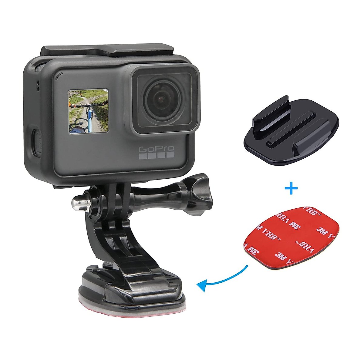 Haoyou Helmet Sticky Attachment Kit Compatible with Gopro Hero 12 11 10 9 8 7 Helmet Adhesive Mounts Extension Accessories（15 in 1）