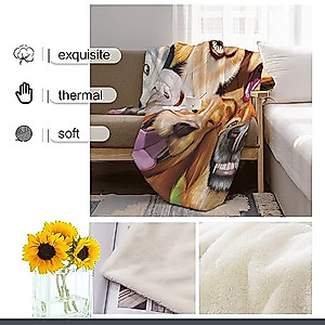 Cartoon Selfie Dog Fleece Blanket for Bed, 40"x30" Puppy Fleece Throw Blanket for Women, Men and Kids - Super Soft Plush Dog Blanket Throw Plush Blanket for Dog Lovers