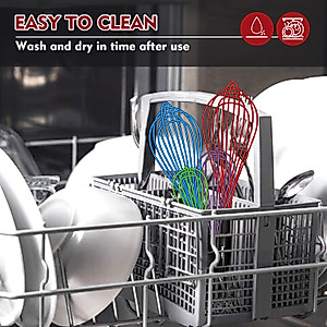 Walfos Whisk, Silicone Whisk Heat Resistant (480°F) Kitchen Whisks Set of 4- Professional Whisks For Cooking Non Scratch, Balloon Egg Wisk Perfect for Frothing, Blending, Beating