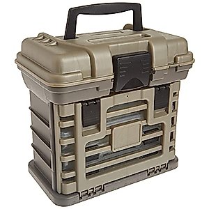 Plano Molding 135430 Stow N' Go Pro Rack with 4 #23500s Prolatch Organizers,Graphite Gray, Sandstone