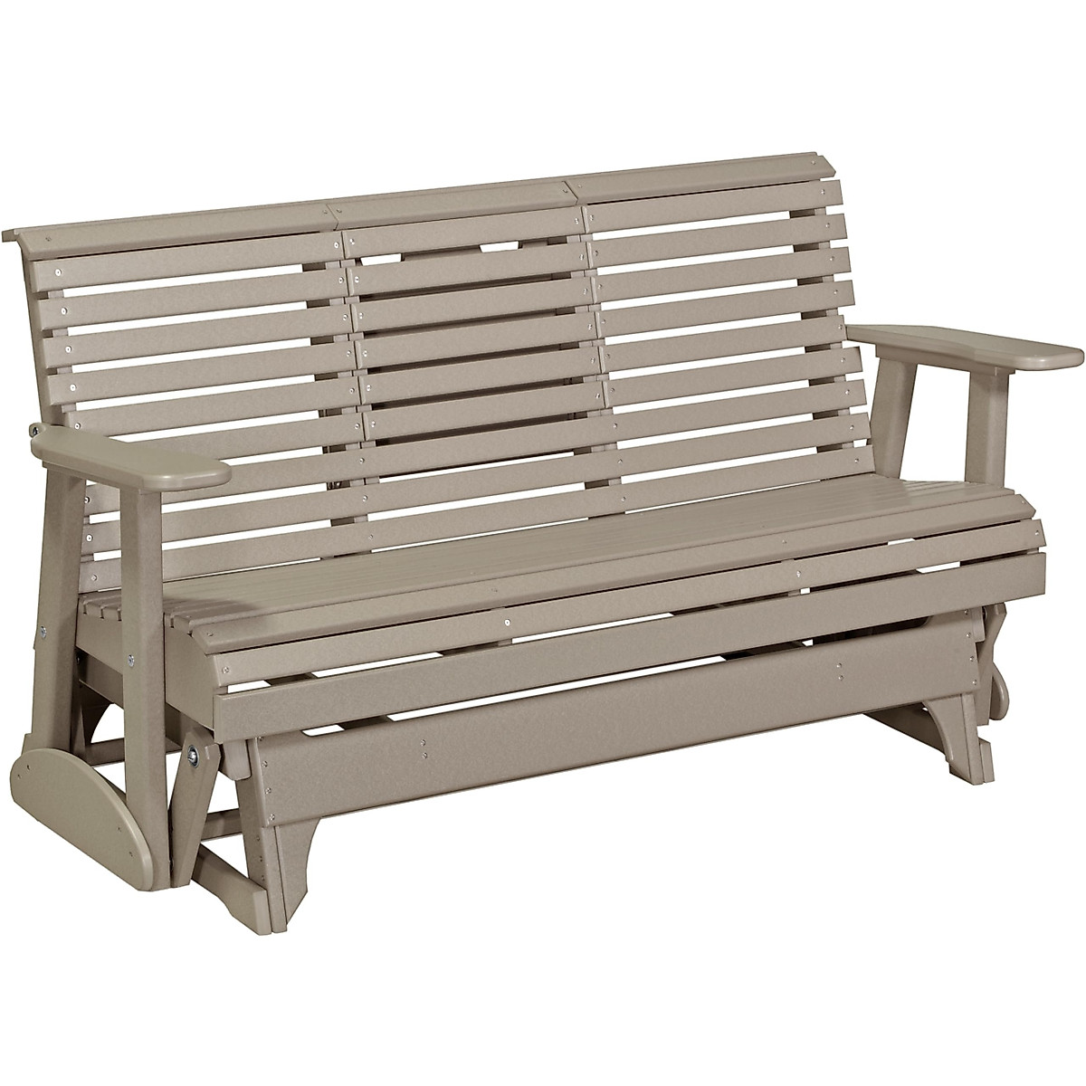 LuxCraft 5' Plain Double Glider Bench, 2 Person Glider Chair, 2 Seat Outdoor Glider, Outdoor Glider Loveseat, Patio Glider Bench (Weatherwood)