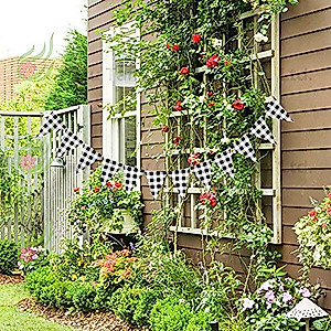 Buffalo Check Plaid Banner Cotton Black and White Gingham Bunting Garland Pennant Flag Banner, 24pcs