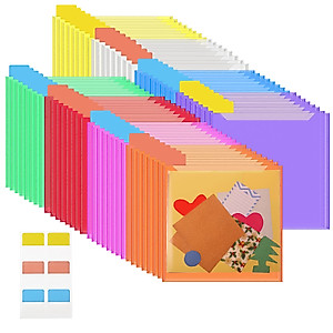 Glenmal 100 Pieces 12x12 Scrapbook Paper Storage Organizer with 180 Pieces Sticky Index Tabs,plastic Craft Vinyl Scrapbook Paper Storage Bags,storage for Scrapbooking Photo and Paper File (Multicolor)