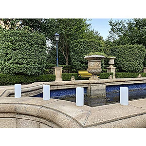 Large Outdoor Waterproof White Flameless Candles with Remote Timer Big Battery Operated Plastic LED Pillar Candles for Garden Home Wedding Party Decoration Flickering Electric Lights 3”x7” 2 Pack